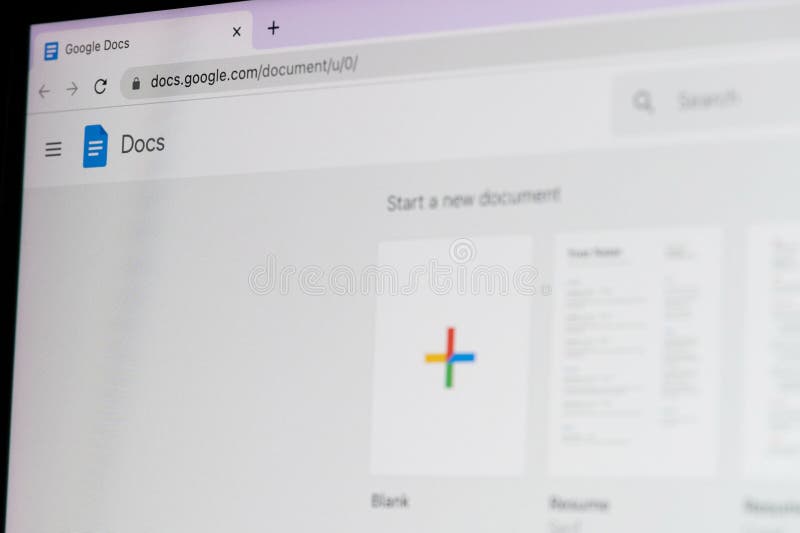 Start New Document in Google Service Editorial Stock Photo - Image of ...