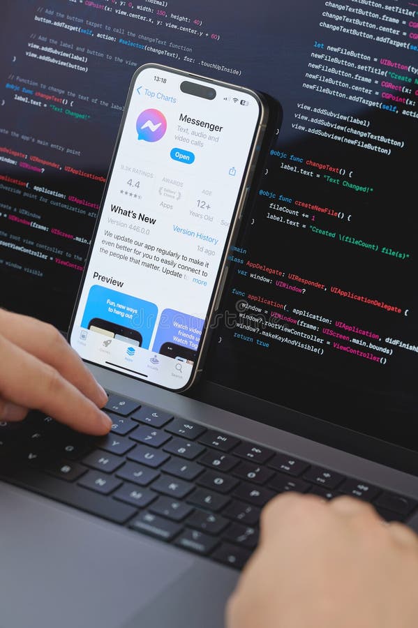 Code for New Facebook Messenger App Editorial Photo - Image of design ...