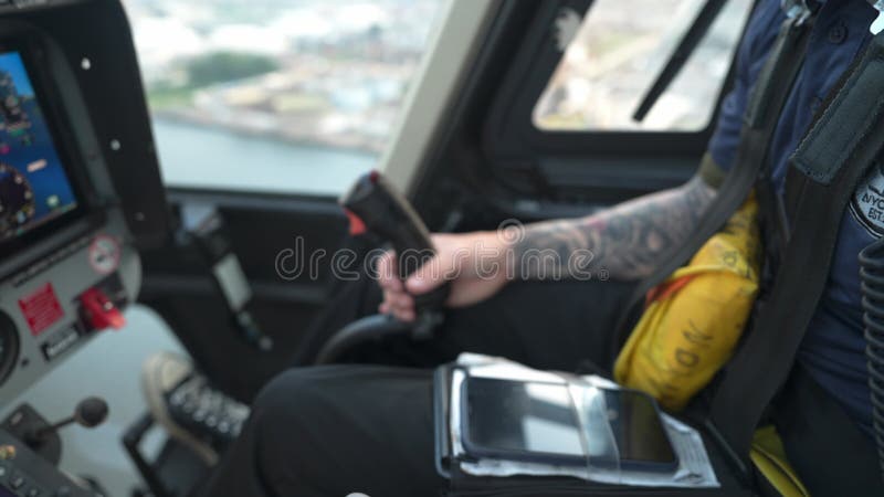 Focused Helicopter Pilot in Flight: Precision and Control. Stock Video ...