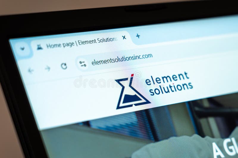 New York, USA - January 07, 2025: Element Solutions Website Displayed on Computer Screen ...