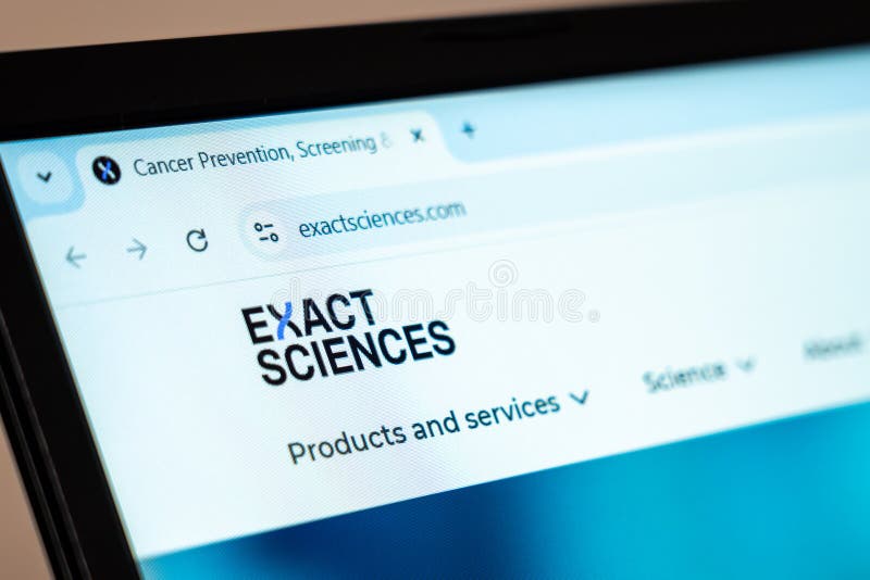 New York, USA - January 07, 2025: Exact Sciences Website Displayed on Computer Screen Showcasing ...