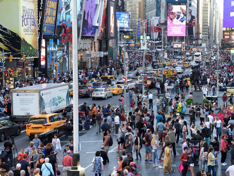 New York, USA - May 2018: Crowd of People at Times Square in New ...
