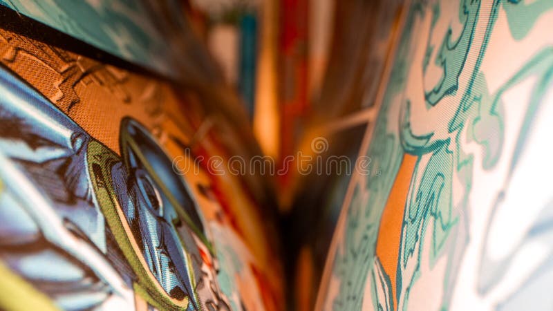 Macro View of the Comics Page Background, Top View of Comic Book Pages ...