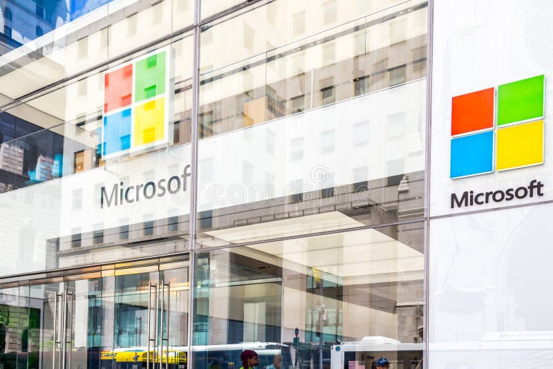 NEW YORK, USA - MAY 15, 2019: Microsoft Store in Manhattan. Microsoft ...