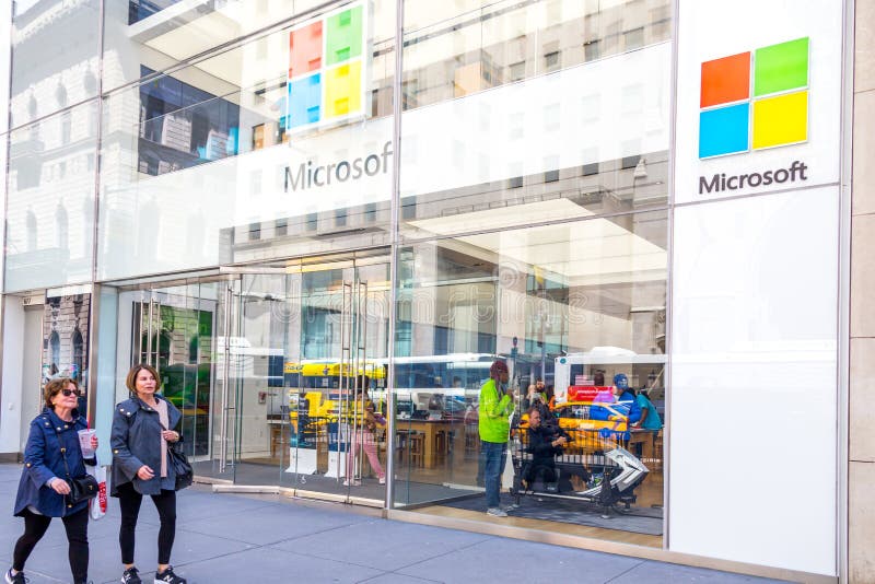 NEW YORK, USA - MAY 15, 2019: Microsoft Store in Manhattan. Microsoft ...