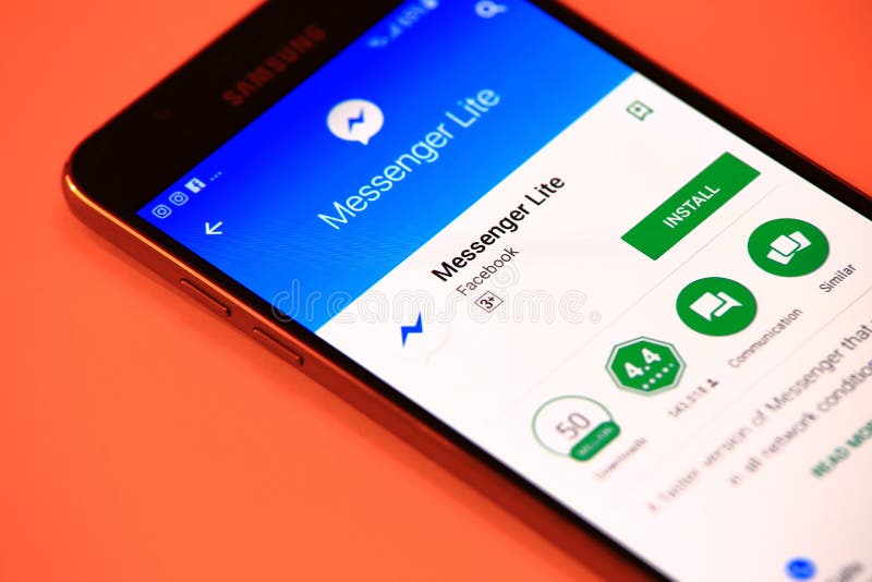 Messenger Lite application editorial stock photo. Image of illustrative ...