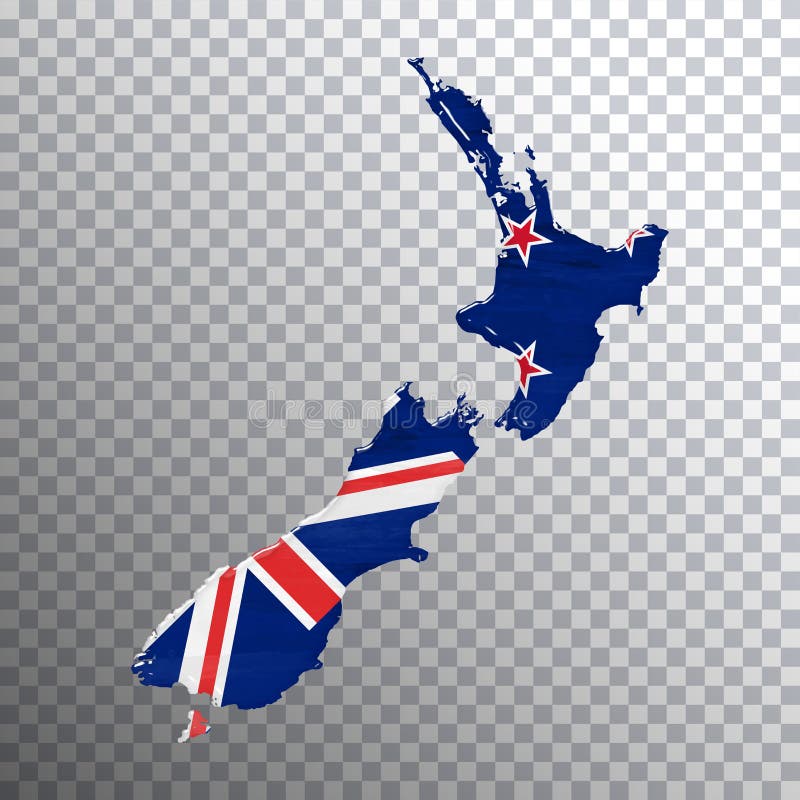 New Zealand Flag and Map, Transparent Background Stock Illustration ...