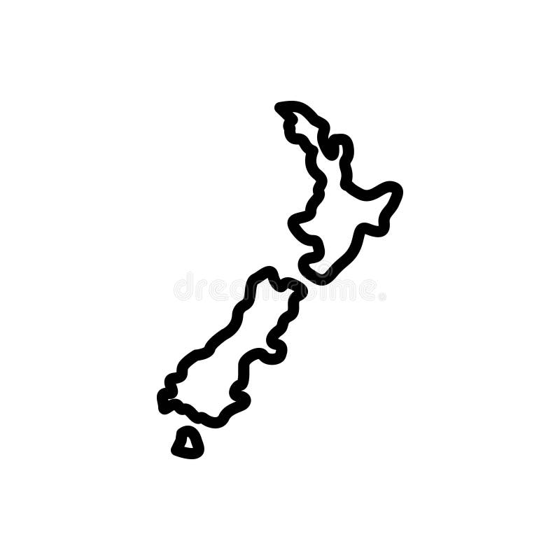 Black Line Icon for New Zealand, Map and Atlantic Stock Vector ...