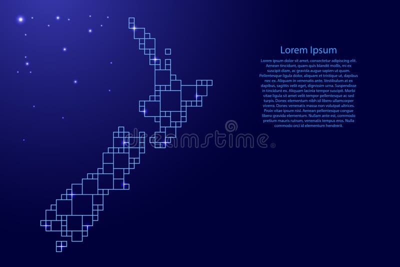 New Zealand Map from Blue Pattern from a Grid of Squares of Different ...