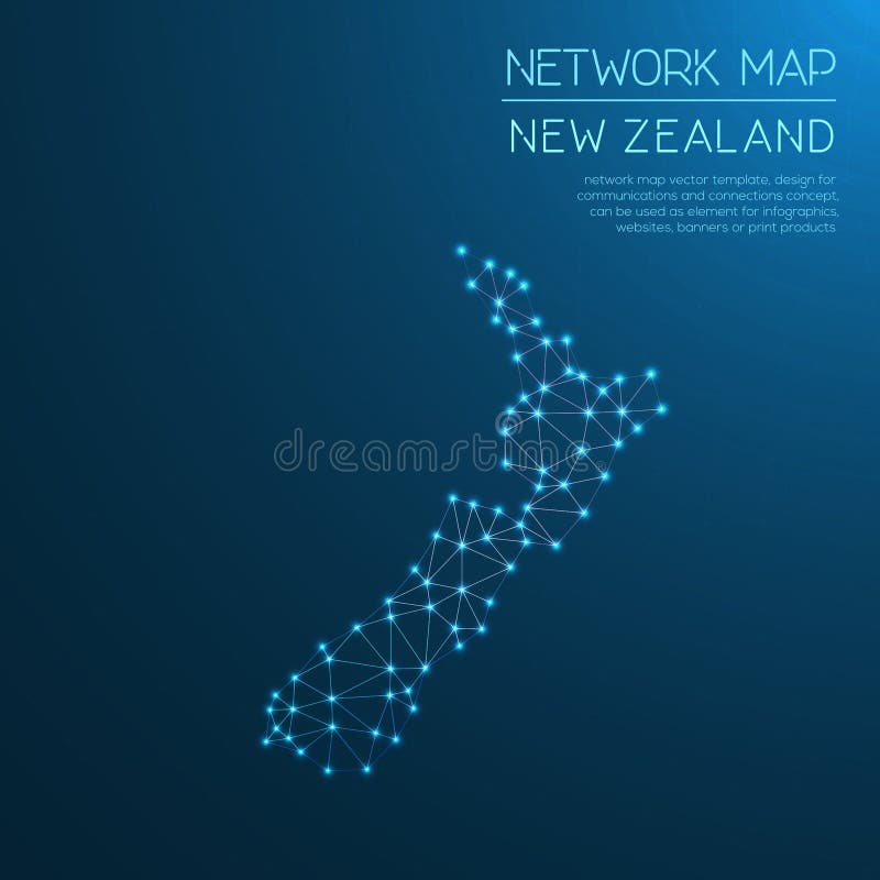 New Zealand network map. stock vector. Illustration of nationality ...