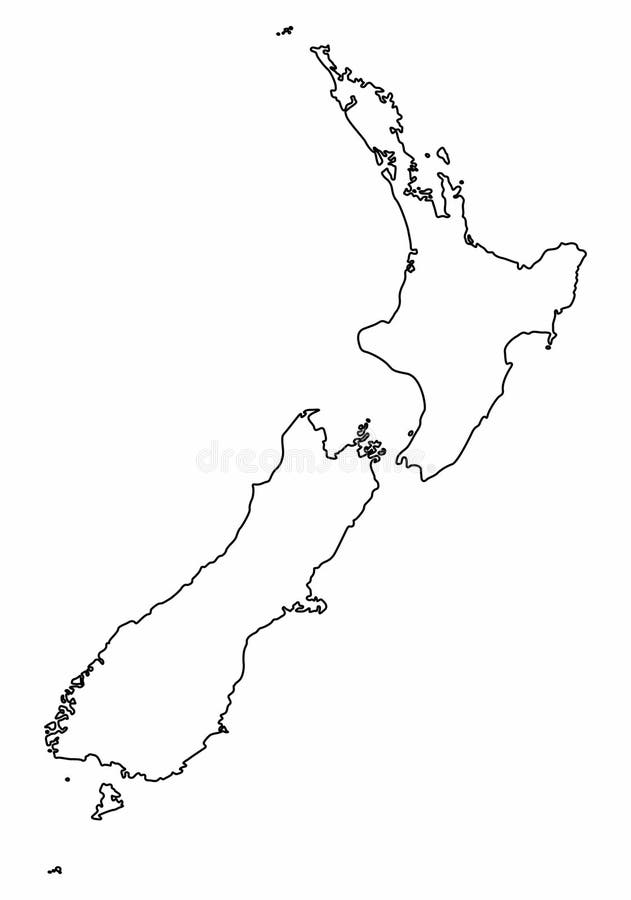 New Zealand - Outline Map stock vector. Illustration of vector - 108324676
