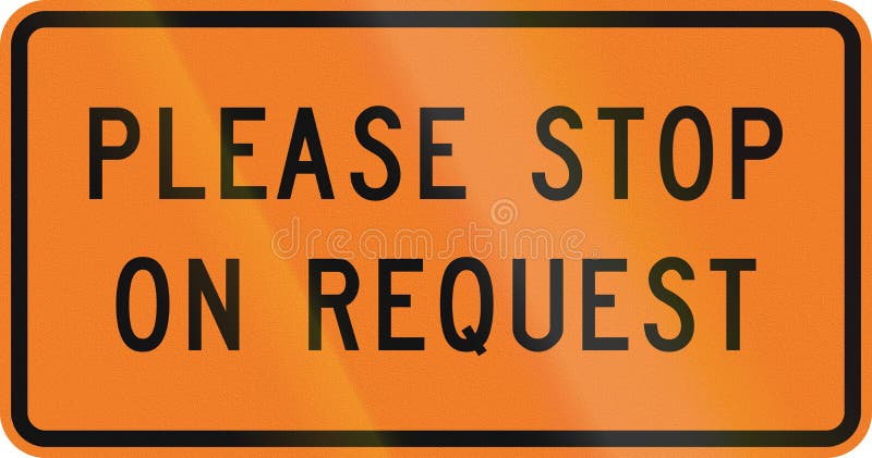 New Zealand Road Sign - Please Stop on Request for Flagman Stock ...