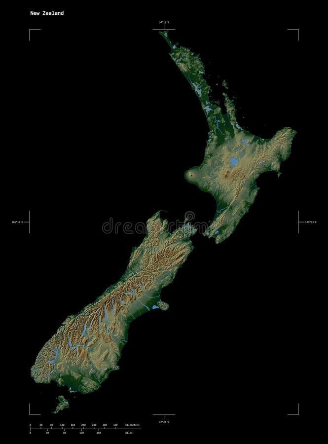 New Zealand Shape on Black. Physical Stock Illustration - Illustration ...