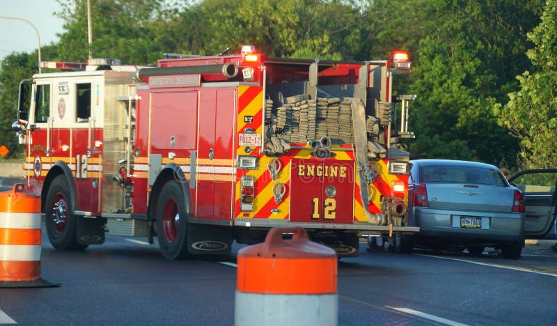 A Fire Truck Assisting an Accident on Interstate 95 Editorial Photo ...