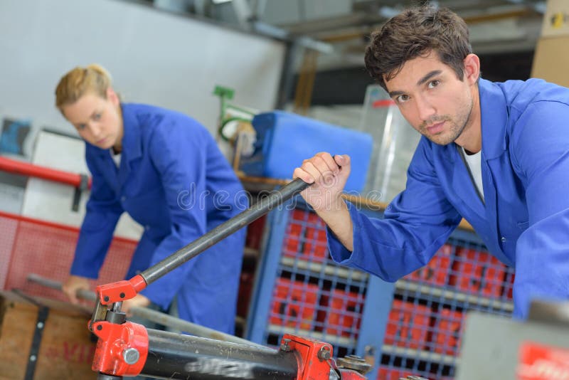 Newbies First Day at Factory Stock Photo - Image of control, heavy ...