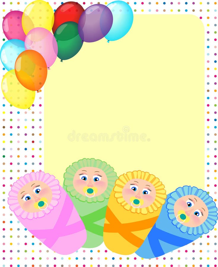 Newborn Arrival, Birthday Card, Baby Frame Stock Vector - Illustration ...