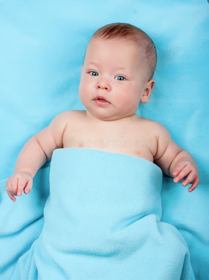 Newborn baby on blue stock photo. Image of healthy, cheerful - 80781468