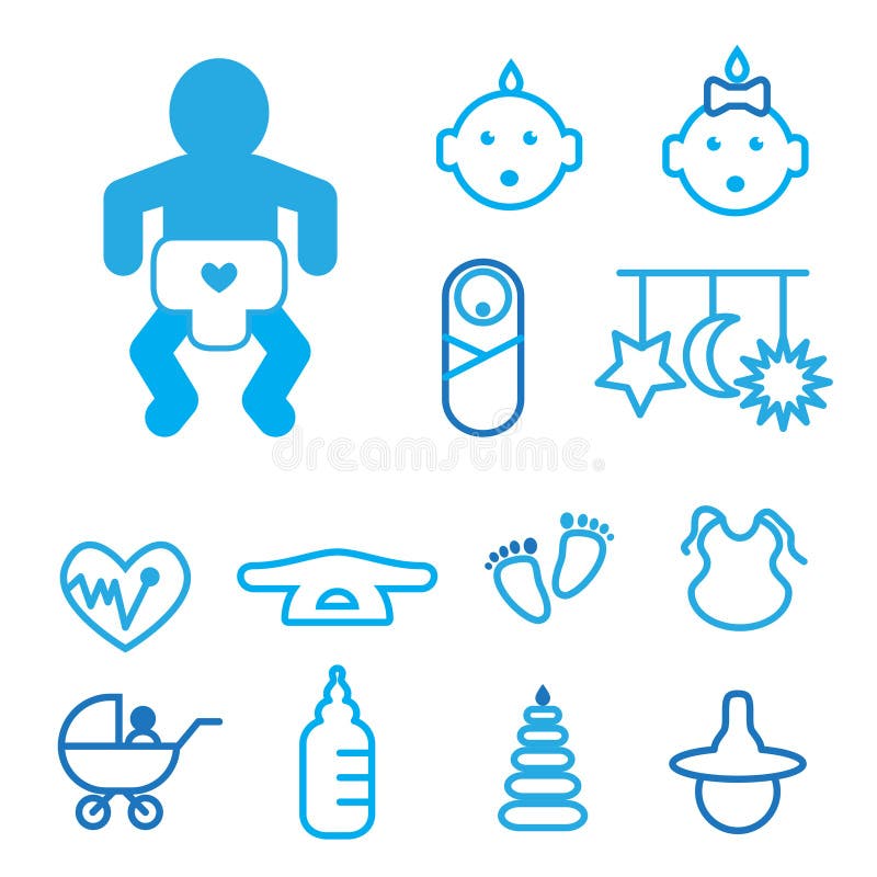 Newborn baby blue icons stock vector. Illustration of scales - 64609636