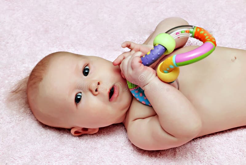 Sleepy baby girl in crib stock image. Image of indoors - 14192759