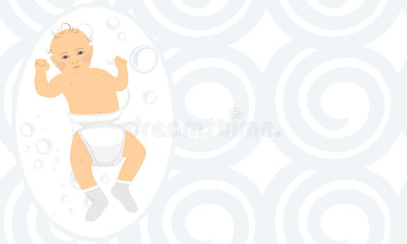 Newborn Baby in Diaper. Label for Design Stock Vector - Illustration of ...