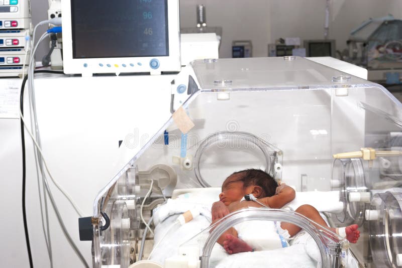 Newborn Baby Inside Incubator Stock Image - Image of childhood ...