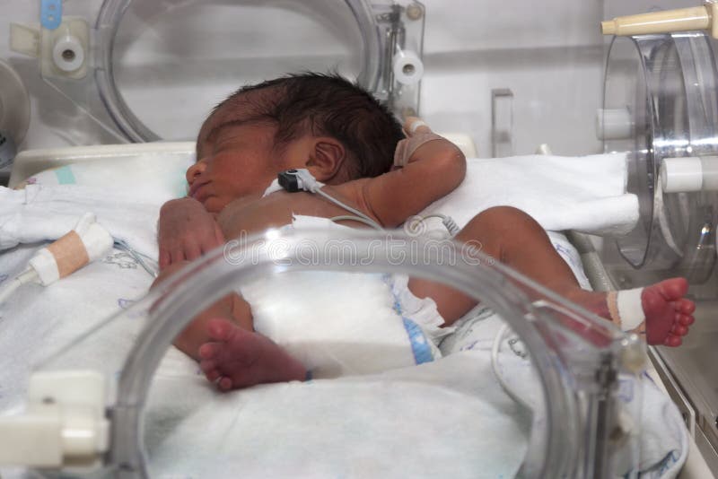 Newborn Baby Inside Incubator Stock Image - Image of childhood ...