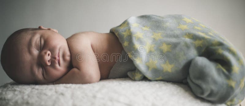 Newborn Baby Laying Down Sleeping. Stock Image - Image of home, male ...
