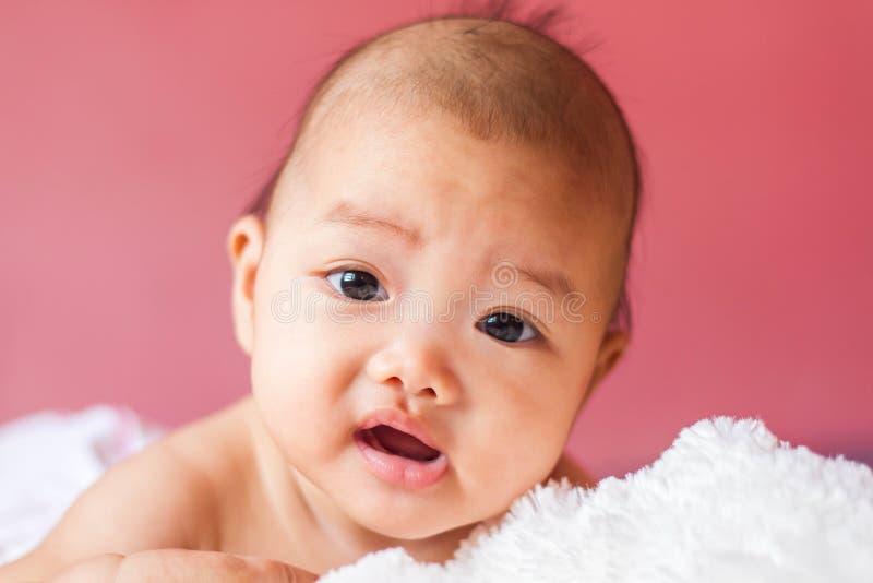 Newborn Baby Looking at the Camera Stock Photo - Image of food, grain ...