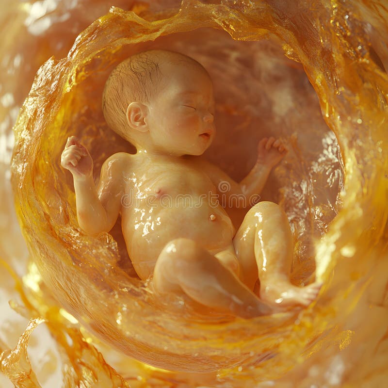 Newborn Baby Peacefully Sleeping in a Warm, Fluid Environment Stock ...