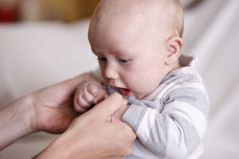 Newborn Baby Resting Relaxed Face Up on Stock Image - Image of blueeyed ...