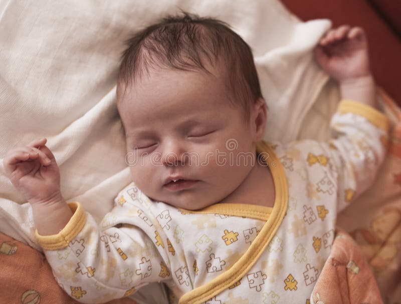 Baby sleeping in Stroller stock image. Image of love - 12541811