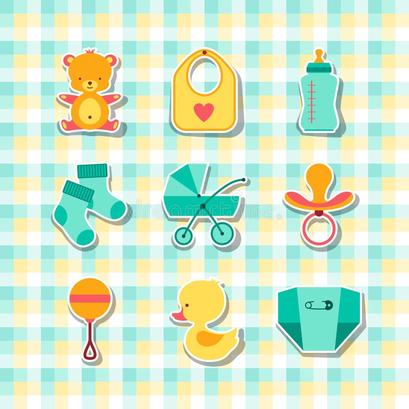 Baby Stickers. Kids, Children Design Elements for Scrapbook. Decorative ...