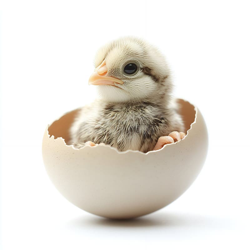 A Newborn Chick Peeks Out of Its Eggshell Stock Image - Image of ...
