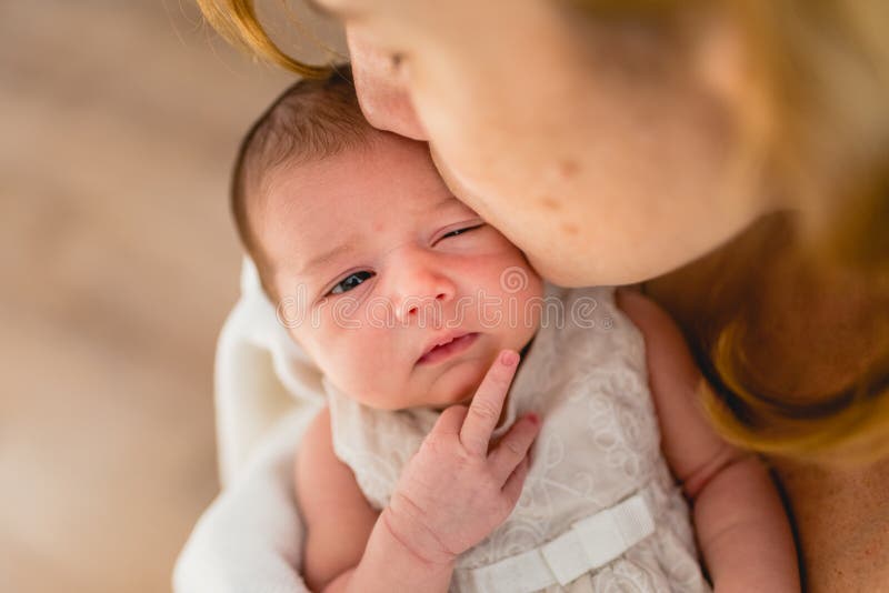 Newborn Baby Thinking Relaxed Stock Photo - Image of facial, girl ...