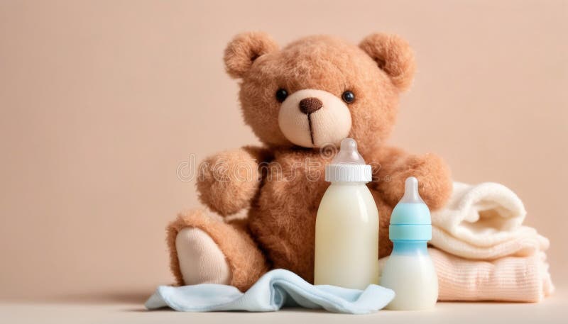 Newborn Essential Set on Background Stock Illustration - Illustration ...