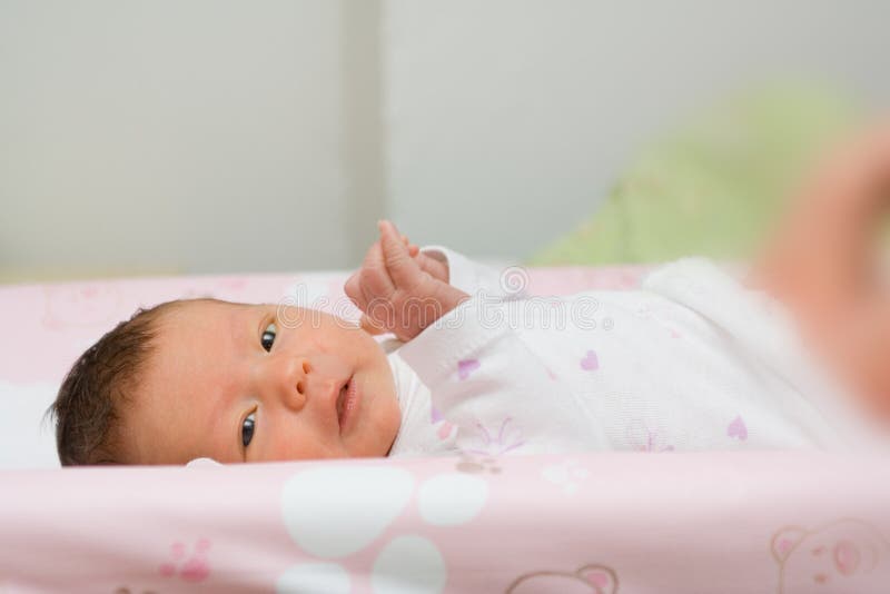 Newborn Girl stock image. Image of alert, face, child - 3238019