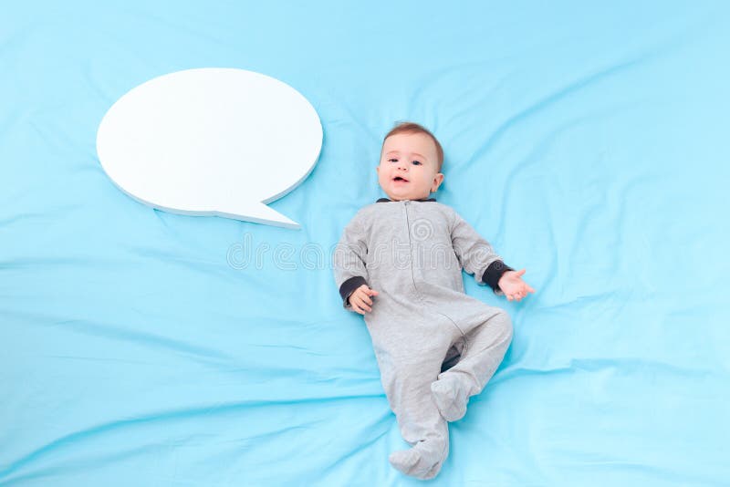 Baby Talking with Speech Bubble Learning Language Stock Photo - Image ...
