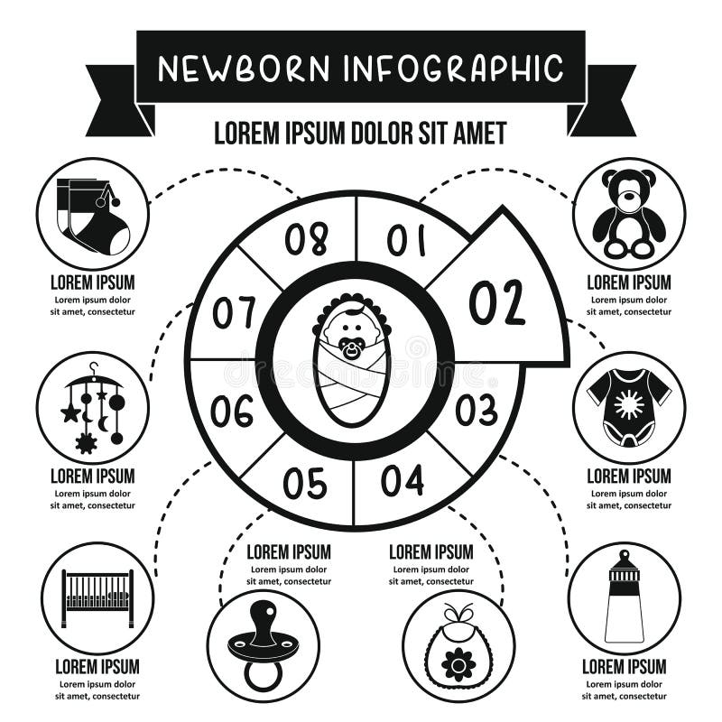 Newborn Infographic Concept, Simple Style Stock Vector - Illustration ...