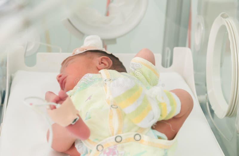 Newborn Innocent Baby Sleeping in an Incubator Editorial Photography ...