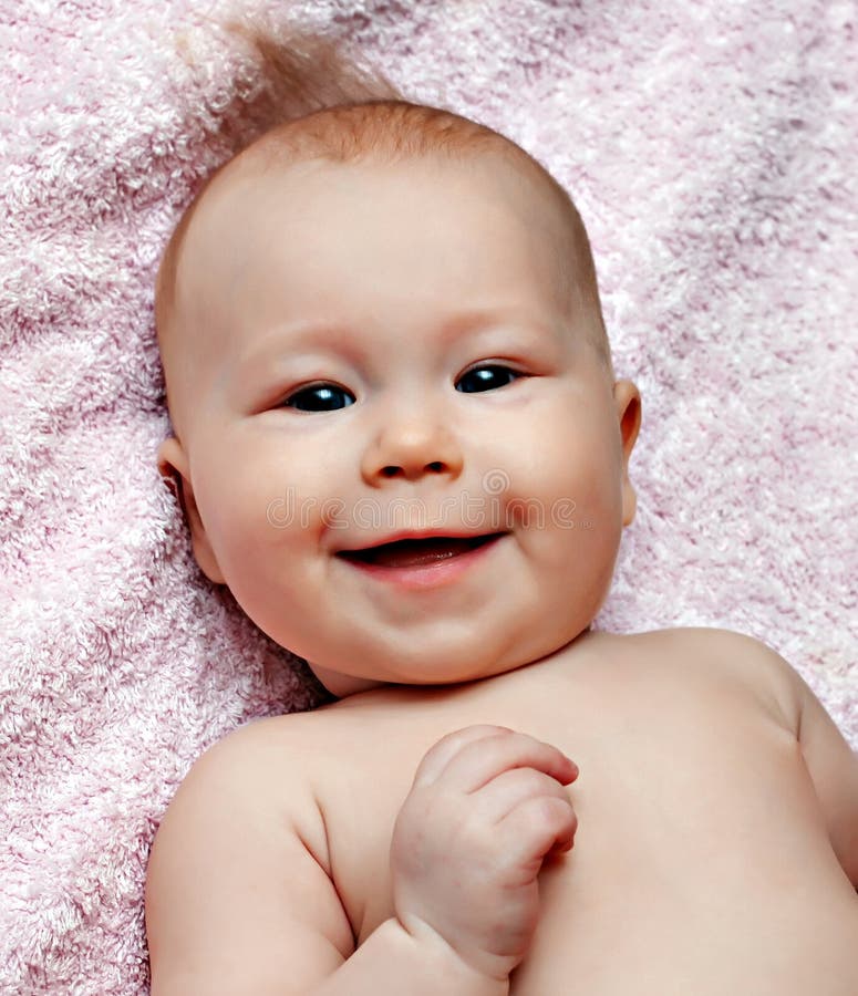 Newborn smiling baby stock photo. Image of color, facial - 14595970