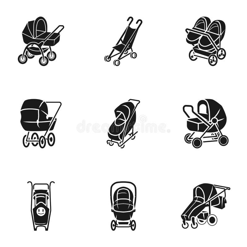 Newborn Stroller Icon Set, Simple Style Stock Vector - Illustration of ...