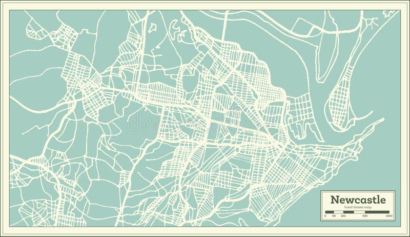 Newcastle Australia City Map in Retro Style. Outline Map Stock Vector ...