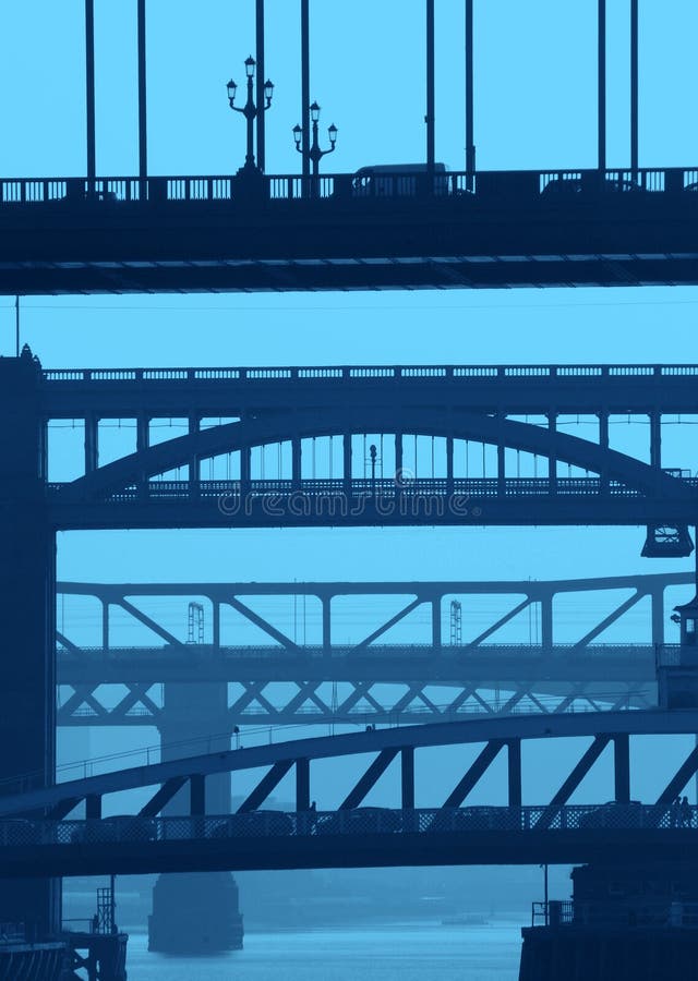 Newcastle bridges in blue stock image. Image of tower - 9374019