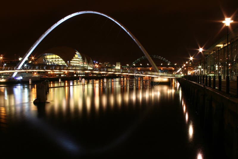 Newcastle Quayside at Night Editorial Photography - Image of bridges ...
