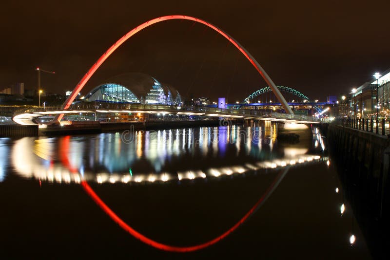 Newcastle Quayside at Night Stock Image - Image of reflections, water ...
