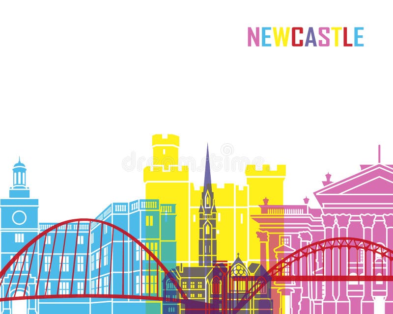 Newcastle Cityscape Illustration. Simple Line, Outline Vector of City ...