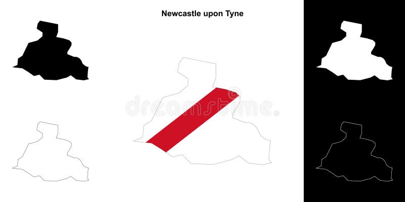 Newcastle upon Tyne Outline Map Stock Vector - Illustration of region ...