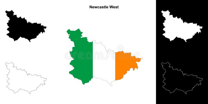 Newcastle West outline map stock vector. Illustration of newcastle ...