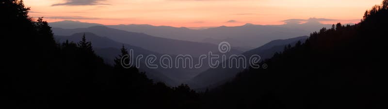 Newfound Gap Sunrise Panorama Stock Image - Image of serenity ...