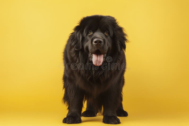 Newfoundland Dog on Yellow Background. Generative AI Stock Illustration ...